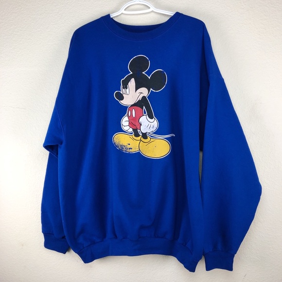 Disney | Sweaters | Disneyland Hanes Grumpy Mickey Distressed Pullover ...